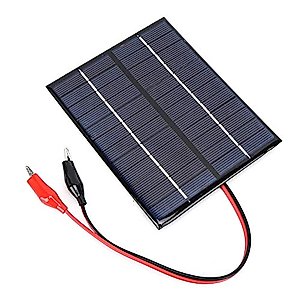 Alomejor Solar Panel 2W 12V Polycrystalline Silicon DIY Portable High Efficiency Solar Module with Clip for Outdoor Emergency Charging