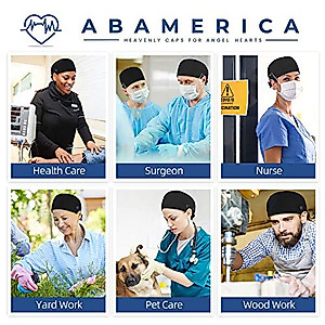ABAMERICA Working Caps with Button and Sweatband, Adjustable Working Hats for Women Men, One Size(Tie Back or Toggle)
