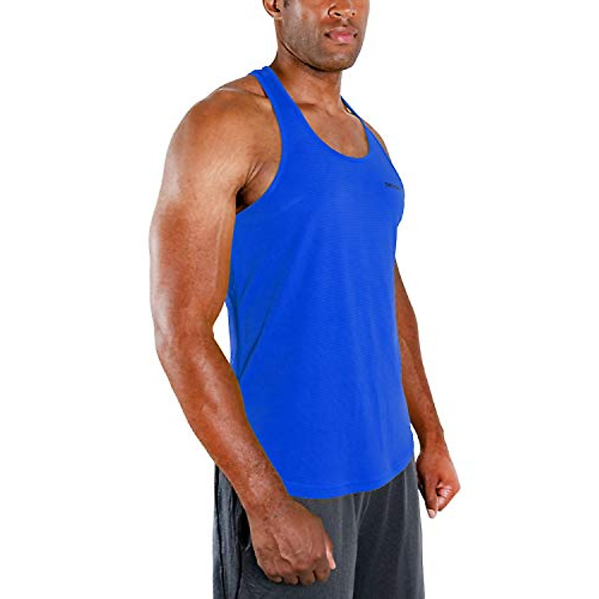 DEVOPS 3 Pack Men's Y-Back Dri Fit Muscle Gym Workout Tank Top (3X-Large, Black/Navy/Blue)
