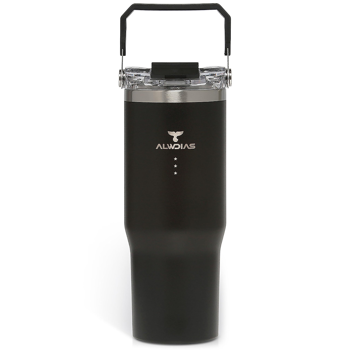Alwdias Samsta Stainless Steel Tumbler with Handle and Straw | Leakproof Vacuum Insulated Water Bottle | Keep Cold 24H | Cup Holder Friendly Double Walled Travel Mug | 32 oz, Black