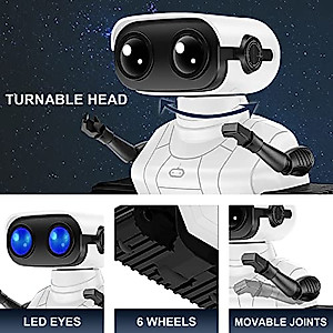 AOVIKOOD Rechargeable RC Robot Toy for Boys and Girls, Robot Toys with Music and LED Eyes, Develops Motor Skills, Creativity, and Intelligence, Gifts for Children Age 3-12