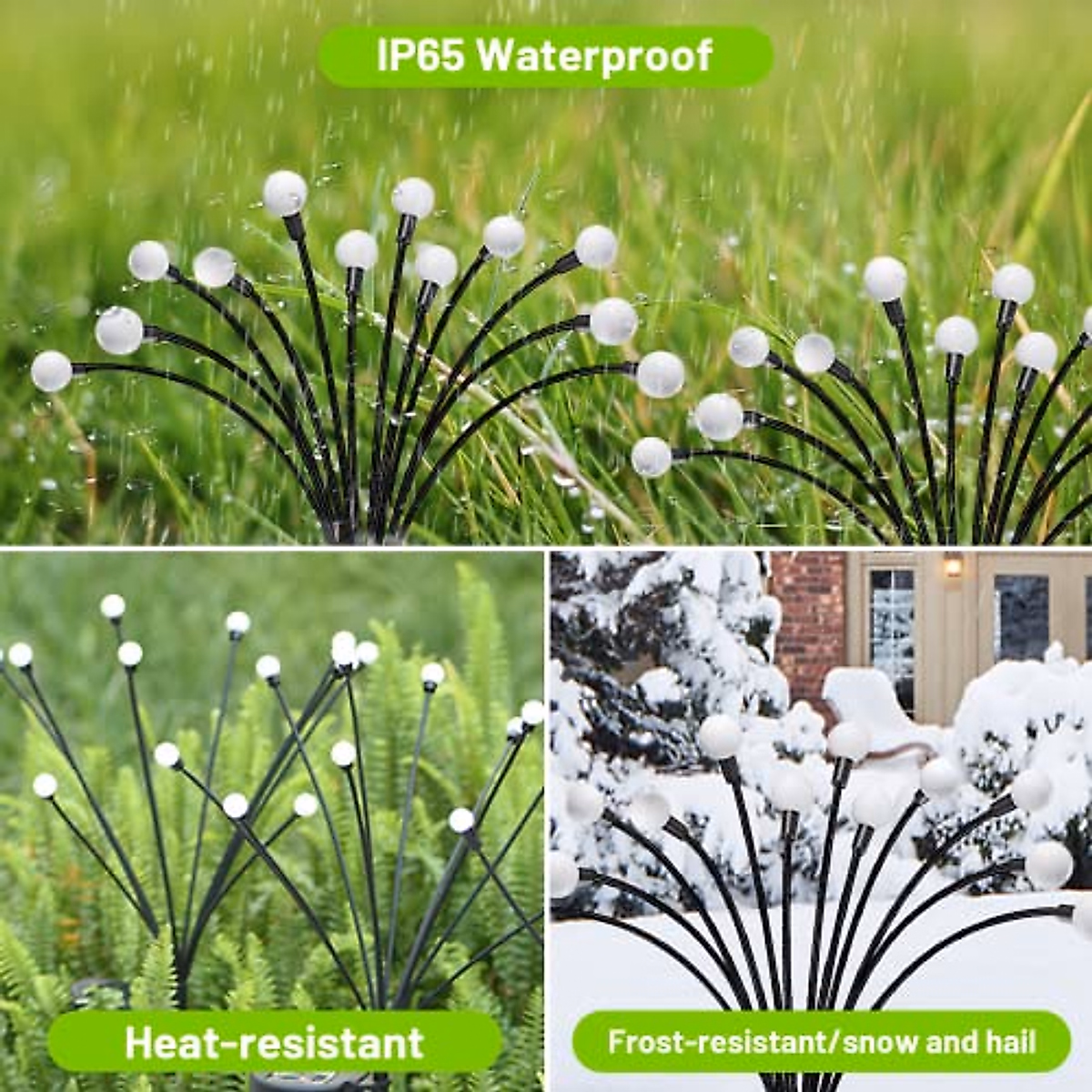 Solar Garden Lights-4 Pack 48 LED Solar Powered Firefly Lights with 2 Lighting Mode,Solar Lights Outdoor Waterproof,Solar Swaying Light, Solar Pathway Lights for Outside Landscape Patio Yard Decor