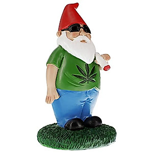 Gnometastic Smoking Gnome Garden Statue, 8.5in - Indoor or Outdoor Funny Garden Gnome Statue, Polyresin