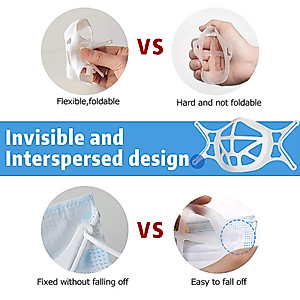 3D Face Mask Bracket 10PCS 3D Silicone Mask Bracket Mask Braces to Make Masks Fit Breathe Cup for Mask Inserts Plastic Mask insert Turtle Mask Holder (Black) Mask Rope is Fixed to Prevent Falling off