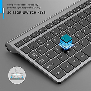 JOYACCESS Wireless Keyboard, 2.4G Slim and Compact Wireless Keyboard with Numeric Pad for Laptop, MacBook Air, Apple, Computer, PC(Black and Grey)