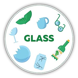 Glass Trash Can Recycle Compost Kitchen Recycling Vinyl Sticker Car Bumper Decal