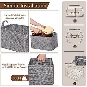 GOMAJI Storage Bins, Fabric Storage Baskets with Handles, Closet Organizer Bin for Clothes, Toys, Books, Nursery, Home Office, Black & White, 2-Pack, 14.75" L x 10.25" W x 8.25" H