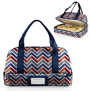 ONIVA - a Picnic Time brand Potluck Casserole Carrier, Insulated Thermal Food Carrier, Insulated Casserole Carrier, Navy Blue, Orange, & Gray Pattern