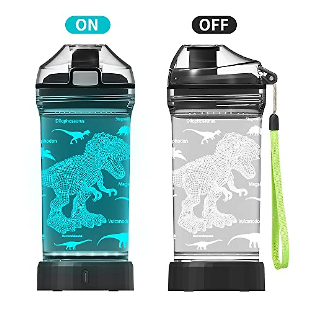 Anywin Dinosaur Gifts for Boys, Dinosaur Glowing Water Bottles, Light Up Dinosaur Led Night Travel Cups -Tritan BPA Free & Easy Clean & Carry Handle, Gifts for Back to School, Birthday, Xmas for Kids