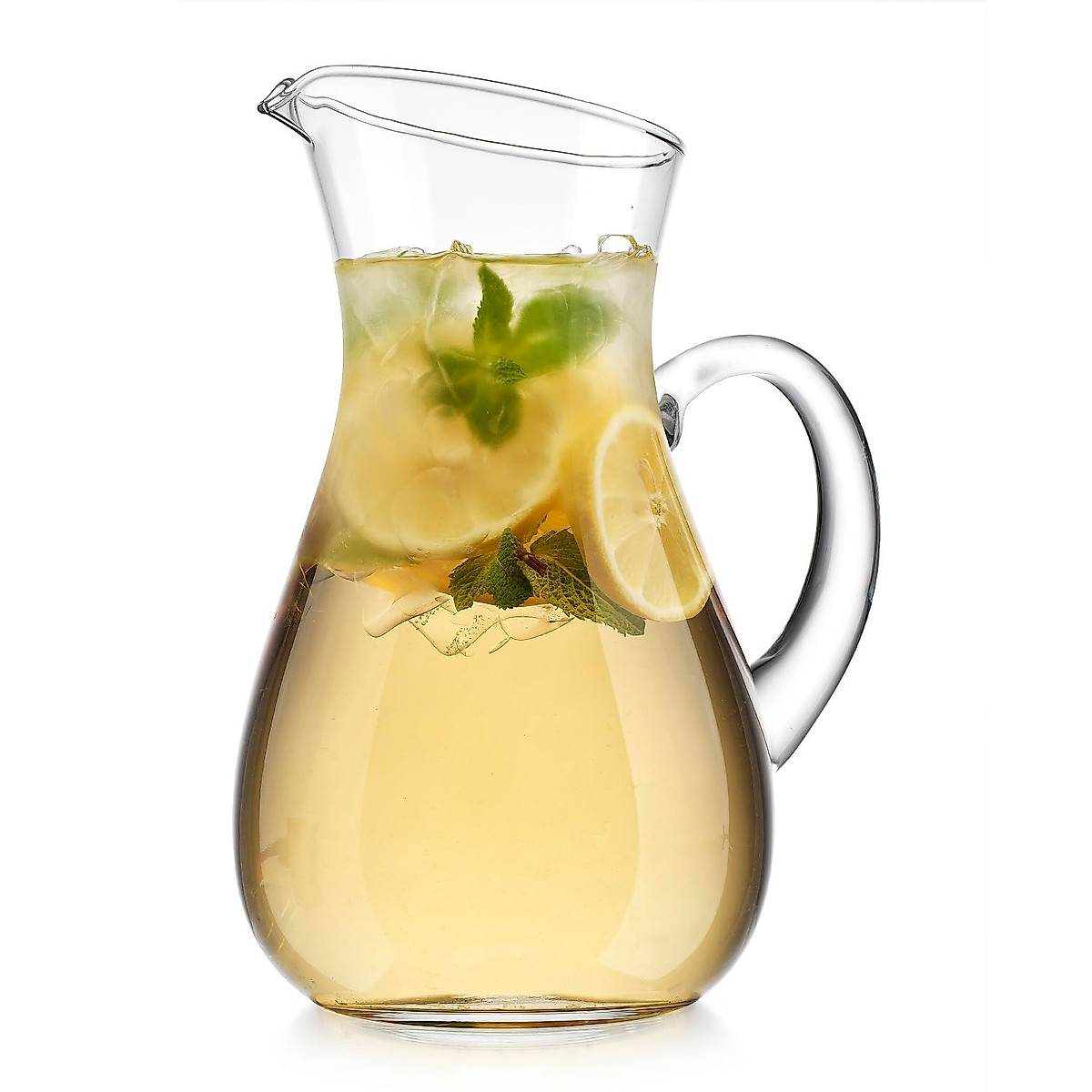 Glass Water Pitcher with Spout – 63 Oz. Elegant Serving Carafe for Water, For Cocktails, Juice, Water – Clear Glass Beverage Pitcher.