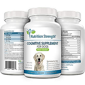 Nutrition Strength Cognitive Support for Dogs, Promotes Dog Brain Health, Mental Support for Old Dogs, Supplement for Dogs with Cognitive Difficulties, 120 Chewable Tablets