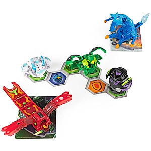 Bakugan Geogan Brawler 5-Pack, Exclusive Hyenix and Insectra Geogan and 3 Collectible Action Figures