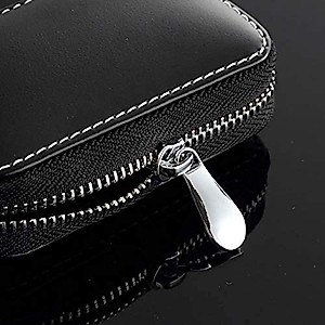 Vance Technology Modern Car Key Case, Real Leather, Black, Formal, Modern, Exquisite, Zipper Closure, Hook Handle, 8.5cm x 4.6cm x 2cm, 130mg, 90-Day Warranty