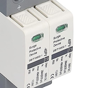 Jeankak DC Power Surge Protector, 20 40KA 500VDC Voltage Surge Arrester Device Protection Device DIN Rail Mount Surge Protector