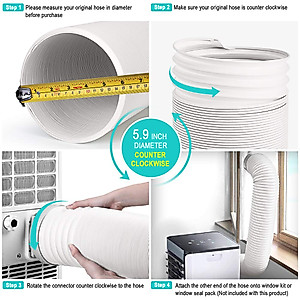 Air Conditioner Hose, Portable Exhaust Vent Hose with 5.9 Inch （6‘’） Diameter, Counterclockwise AC Hose Length to 80 Inch, Universal Replacement AC Vent Hose for LG and Many More Portable AC