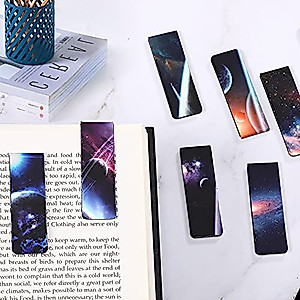 30 Pieces Magnetic Bookmarks Space Planets and Starry Night Sky Bookmarks Magnetic Page Clip Markers for Kids Book Marks for Book Lovers Reading School Library Supplies (Starry Night Sky Style)