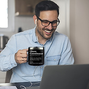 WECACYD Chaos Coordinator Tumbler Mug - Teacher Appreciation Gifts, Administrative Professional Day Gifts - Thank You Gifts for Women, Assistant, Coworker, Boss, Boss Lady, Nurse - 14oz Black Mug
