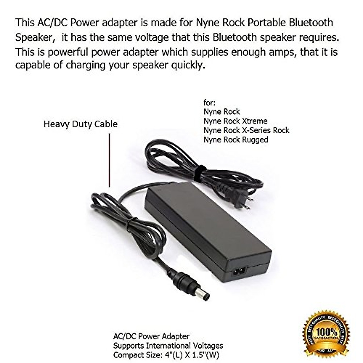 Charger Compatible with Nyne Rock Xtreme & Nyne Rock/Nyne Rock Rugged/Nyne X-Series Portable Wireless Bluetooth Speaker