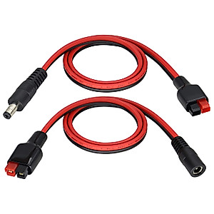 HCFeng 14AWG DC 5521Male/Female Power Plug to an-der-Son Cable 45A Solar Connector to DC5.5X2.1MM Cable Compatible with an-der-Son Port for Generator Battery and Foldable Solar Panel[60CM/2Ft]