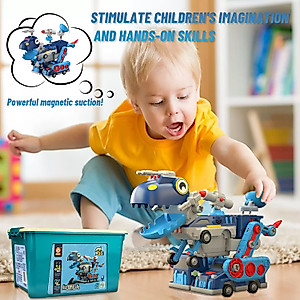 Magnetic Blocks Montessori Sensory Toys Large Magnetic Building Blocks for Kids&Toddlers STEM Building Toys, Learning & Education Toys Preschool Birthday Gifts Toys for 3 4 5 6 + Year Old Boy Girl