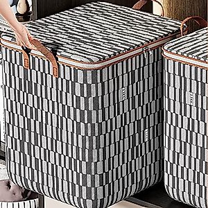 HWZQDJ Large Capacity Clothes Storage Bags Portable Foldable Clothes Wardrobe Sorting Durable Zipper Storage Box for Bedding Quilt Pillow Blanket
