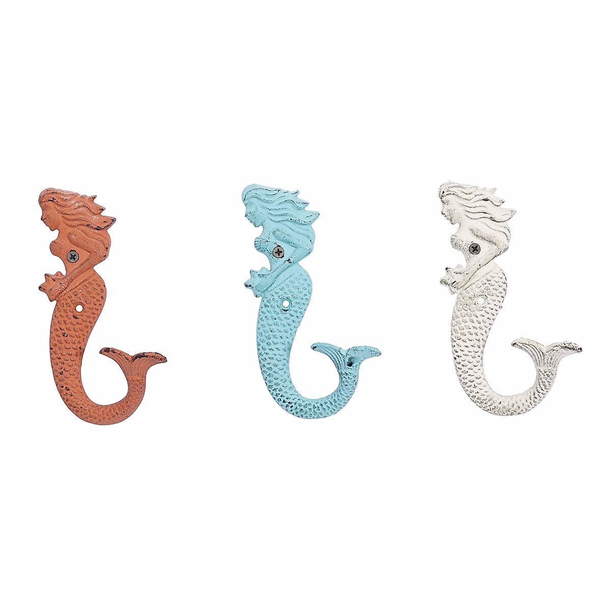 Deco 79 Metal Solid Wall Hook, Set of 3 4"W, 7"H, Multi Colored