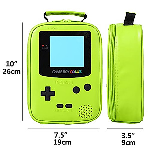 ONTESY Game Console Lunch Box Leather Reusable Lunch Bag Waterproof Thermal Insulated Mini Cooler for Boys Girls Kids Toddlers Teens for Picnic School Daycare (Green)
