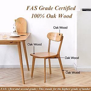 Bamskov 100% Solid Oak Wood Dining Room Chairs - Practical Kitchen Chairs - Wood Chair for Dining Room, Kitchen (1, Natural)