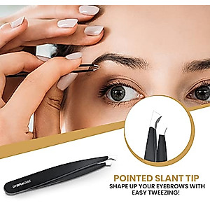 Utopia Care - Professional Stainless-Steel Tweezers Set (4-Piece) and Manicure Kit (15-piece) – Precision Tweezers for Ingrown Hair, Facial Hair, Splinter, Blackhead, and Tick Remover- Women Men Nail