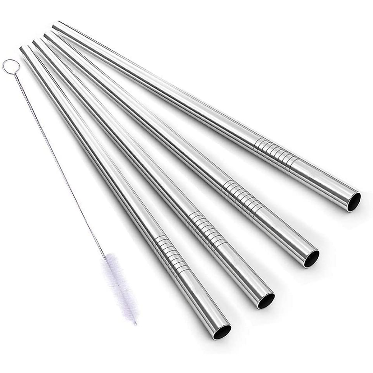 10pcs Reusable Metal Stainless Steel Straws 10.5'' with Silicone Tips & Buckle drinking straw for 20-40 Oz RamblersTumblers Rumblers Cold Beverage, Ultra Long(10.5 inch)