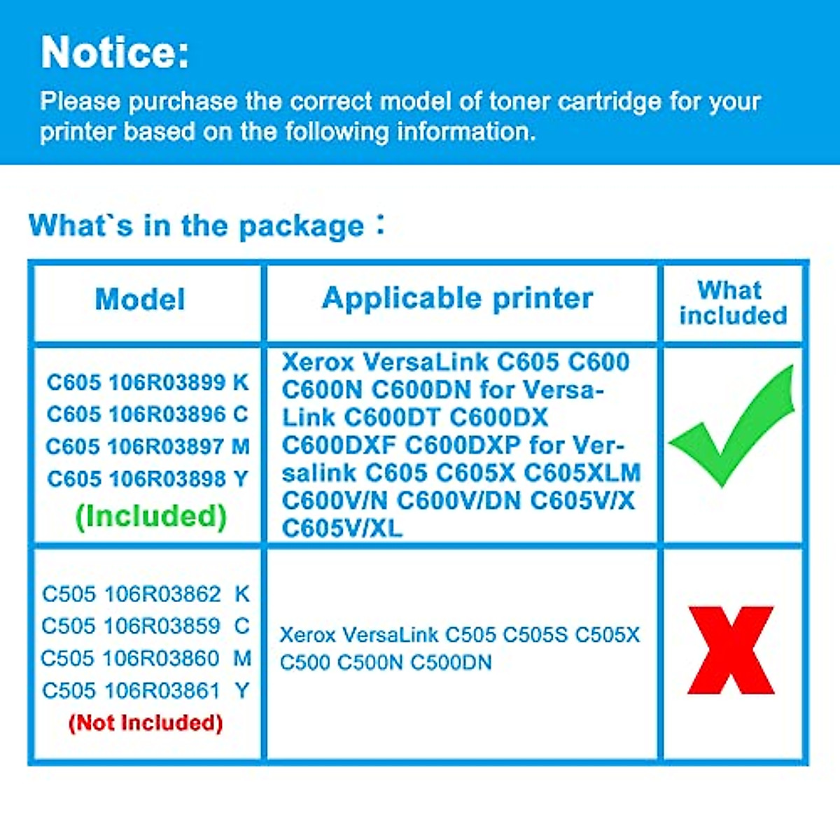 LCL Remanufactured Toner Cartridge Replacement for Xerox VersaLink C605 C600 C600N C600DN 106R03899 106R03896 106R03897 106R03898 (4-Pack Black, Cyan, Magenta, Yellow)