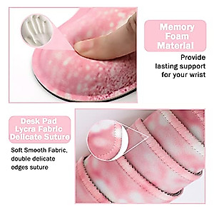 Keyboard Mouse Pad Set, Extended Mouse Pad+Keyboard Wrist Rest Support, Memory Foam Ergonomic Easy Typing, 3Pcs (35.4×15.7 in) Desk Pad Set for Home Office Study Game - Pink Stay Positive