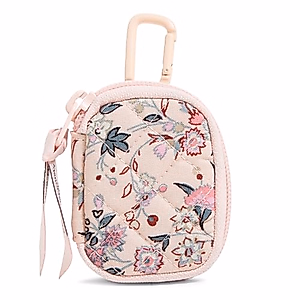Vera Bradley Women's Cotton Bag Charm for Airpods, Botanical Ditsy Pink, One Size