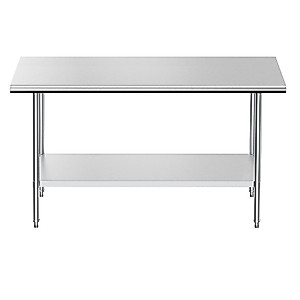JOPHUN Stainless Steel Work Table, NSF Commercial Worktable with Undershelf and Legs for Restaurant, Home and Hotel - 24" D x 48" W x 34" H Inches