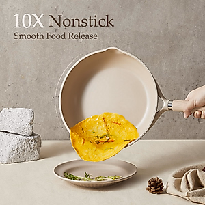 CAROTE 13pcs Pots and Pans Set Non Stick, Nonstick Kitchen Cookware Sets, Granite Pots Set, Kitchen Induction Pots and Pans Cooking Sets, Taupe