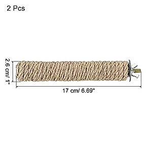 PATIKIL 1x6.7 Inch Bird Cage Perch, 2 Set Parrot Stand Paw Grinding Stick Rope Weaving Wooden Stand Cage Accessories for Parrot Parakeet Cockatiel