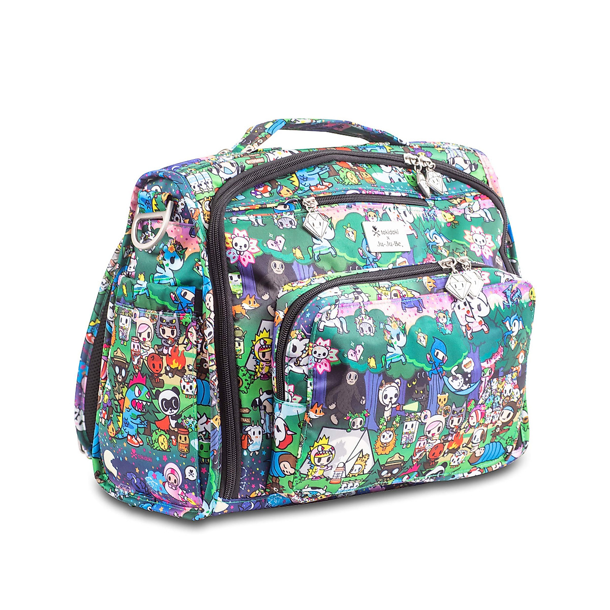 JuJuBe x Tokidoki B.F.F. Diaper Backpack, Multi-functional Convertible + Messenger Bag | Travel-Friendly, Stylish Diaper Bag | Camp Toki