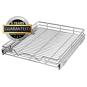 HOLD N' STORAGE Pull Out Cabinet Organizer, Heavy Duty-w/Lifetime Limited Warranty-20”Wx21”D- Requires At Least a 21-1/4” Cabinet Opening, Steel Metal Cabinet Drawers Slide Out, Chrome Finish