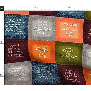 Spoonflower Fabric - Bible Verse Wholecloth Cheater Quilt Baby Christian Bible Verse Printed on Petal Signature Cotton Fabric Fat Quarter - Sewing Quilting Apparel Crafts Decor