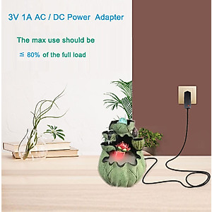MTYTOT 2PCS 3V 1Amp Power Adapter Supply 100-240 AC to DC 3Volt 1000mA 0.8A 450mA 2.5mm X 5.5mm TIP Transformer Adapter for LED Lights Tabletop Fountain, Replacement 2AA's in Small Devices