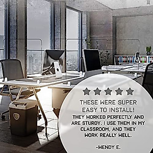 4 Pack - Desk Divider Office Partitions - Crystal Clear Acrylic Plexiglass. Adjustable Silver Clamps Included. Desk Divider for Schools or Offices. Clear Plexiglass Sneeze Guard, 22x22 inches.