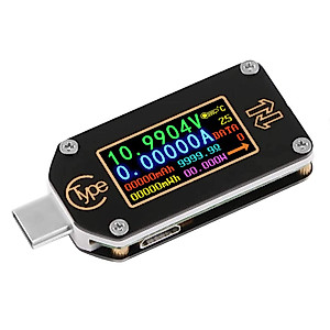 MakerHawk USB Power Meter, TC66 USB Tester Type C USB Voltage Meter and Current Tester, 0.96 Inch IPS Color LCD Display Power Tester Multimeter PD Ammeter Voltmeter QC 2.0 3.0