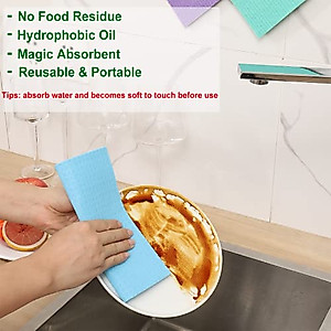 METUUTER 10 Packs Swedish Dishcloths for Kitchen, Reusable Kitchen Towels Compostable Cellulose Dish8 Clothes for Kitchen and Household Use