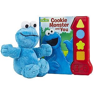 Cookie Monster Toy Figure and Sesame Street Sound Book for Toddlers 1-3 - Bundle with Sesame Street Cookie Monster Plush Toy and Interactive Sound Book Plus Sesame Street Stickers and More