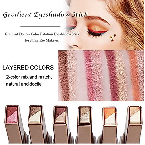 12 Colors Eye Shadow Stick Makeup, Glitter EyeShadow Highlighter Stick, Brilliant Eye Brightener Stick Shimmer Eye Highlighter Makeup Pencil, Double Colors Gradient Highlighter Eye Brightener