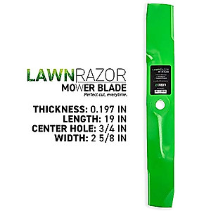 8TEN LawnRAZOR Mower Blade Set for John Deere LX280 Z425 Z45 1025R 2210 M143520 UC22010 54C Decks (Medium Lift)