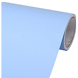 Amhao 17.7''x78.7'' Solid Color Wallpaper Self-Adhesive Vinyl Wall Decor Shelf and Drawer Liner Covering for Kitchen Countertop Cabinets (Light Blue)
