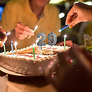 29th & 92nd Birthday Candles Number 29 92 Cake Topper Happy Birthday Decoration for Women Men Girls Boys Party Wedding Anniversary Celebration (Black)