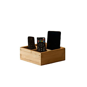 GOBAM Bamboo Tie Box, 4 Compartments - Tie Organizer for Drawer - Storage Box Organizer for Men, Pocket Square, Neck ties, Keys, Tie Clips & Cufflinks - Natural