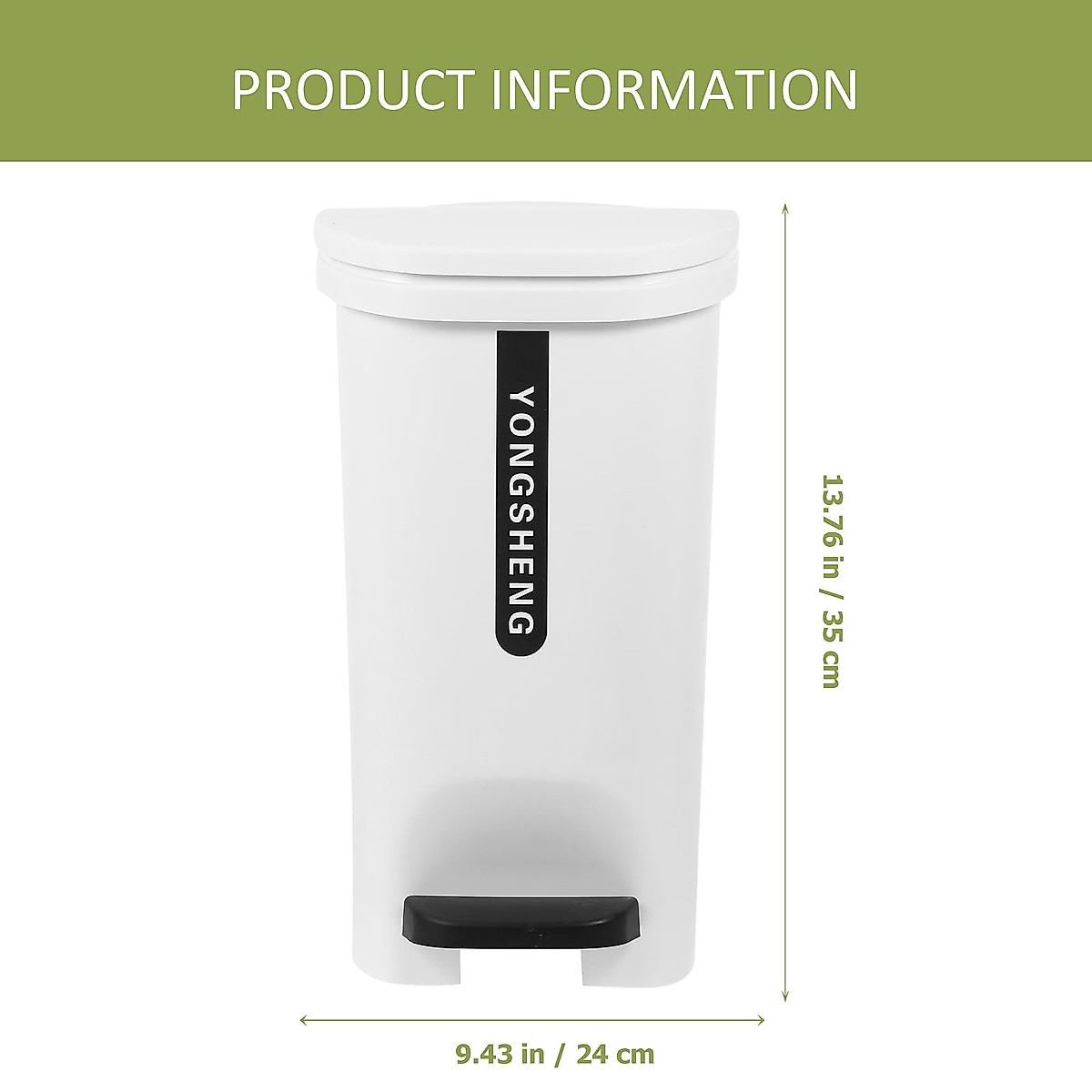 Cabilock 10L White Trash Can with Lid and Foot Pedal, Simple Trash Bin with Nordic Style, Multi-Functional Waste Paper Basket